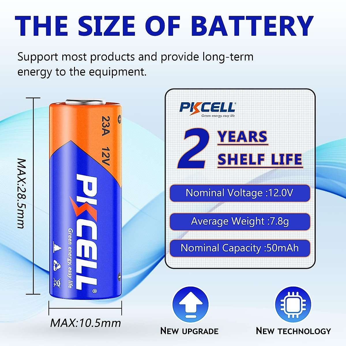 PKCELL A23 23A 12V Alkaline Battery 12V Specialty 23AE Battery(10 Count)