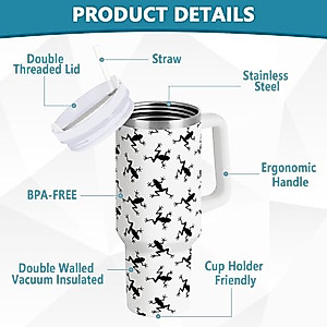 Blueangle 40 oz Frog Silhouette Tumbler with Handle and Straw Lid, Insulated Cup Reusable Stainless Steel Water Bottle Travel Mug