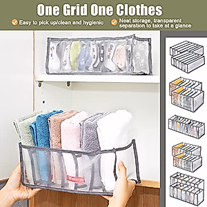 9 Pcs Underwear Drawer Organizer Foldable Closet Clothes Divider Nylon Wardrobe Clothes Organizer Closet Clothing Organizer Clothing Compartment Storage Box for Bra Sock Underwear Jean, 6/7/11 Grids