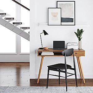 Nathan James Parker Modern Home Office Writing, Computer or Laptop Desk with Open Storage Cubby and Small Drawer, Walnut