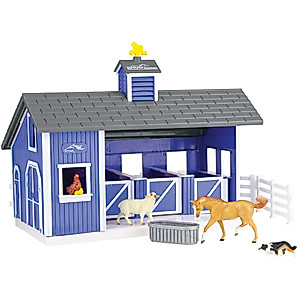 Breyer Horses Breyer Farms Home at The Barn Playset | 10 Piece Playset | 1 Stablemates Horses Included | 15" L x 4" W x 10" H | 1:32 Scale | Model 59241 , Blue