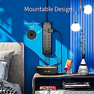 Power Strip, Bototek Surge Protector 6 FT Cord,12 Outlets and 4 USB Ports (1 USB-C, 3 USB-A), 6 FT 20W PD Extension Cord for Home,Office, and More (2980 Joule)