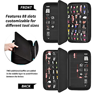 Knife Display Case for 66+ Pocket Knives. Folding Knife Holder, Butterfly Knives Storage Organizer, Knives Roll Collection Pouch Carrier Bag for Survival Tactical Outdoor for EDC Mini Knife (Box Only)