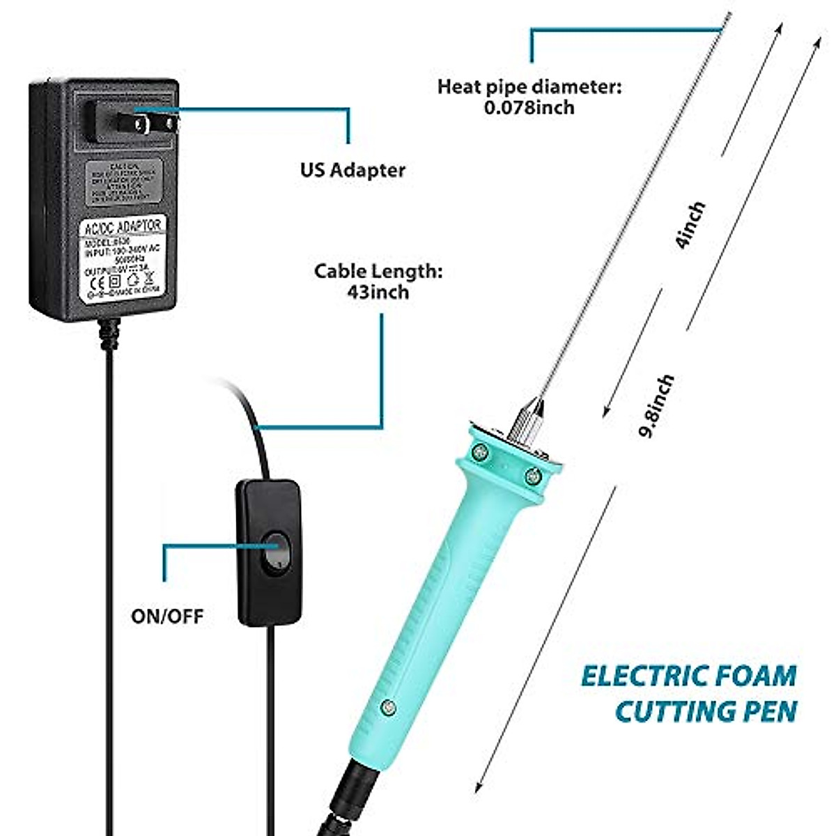 Foam Cutter, Jhua Hot Wire Knife Foam Cutter Electric Styrofoam Cutting Tool, 15W Foam Board Cutter with 4 inch Cutting Machine Pen for Styrofoam Foam Cutting, Arts, Crafts DIY