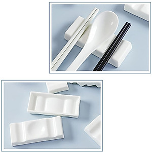 Premium Handmade Ceramic Spoon and Chopstick Rest, Fork Knife Holder Stand Dinner Tableware Table Decoration Set of 4