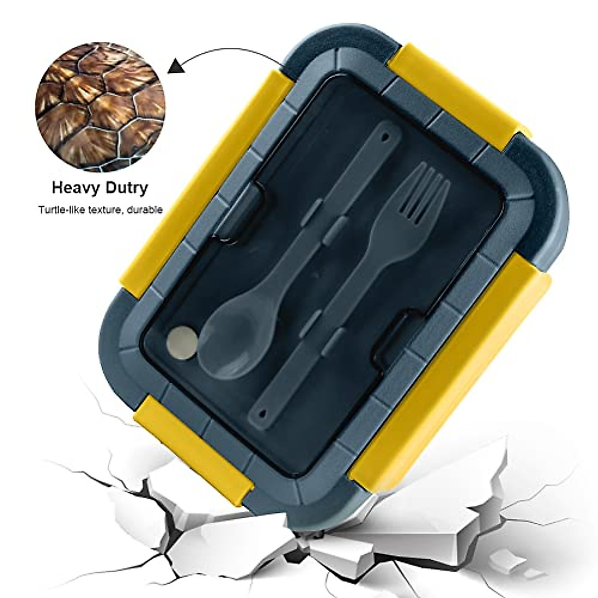 Iteryn Bento Box, Bento Box for Adults, 49 OZ 3 Compartments Bento Lunch Box with Spoon & Fork, Leakproof Bento Box, Microwave Safe