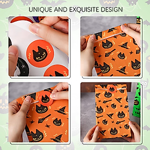 MCPINKY 54PCS Halloween Treat Bags, Candy Treat Bags Goodie Bags with Stickers Paper Gift Bags for Kids Party Favors Supplies