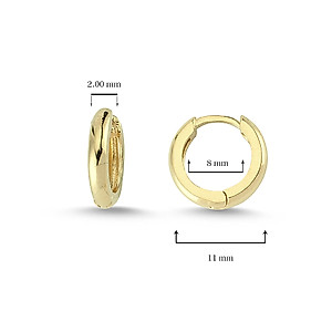 Jewelryist 14k Yellow Solid Gold Endless Huggie Hoop Sleeper Earrings for Women