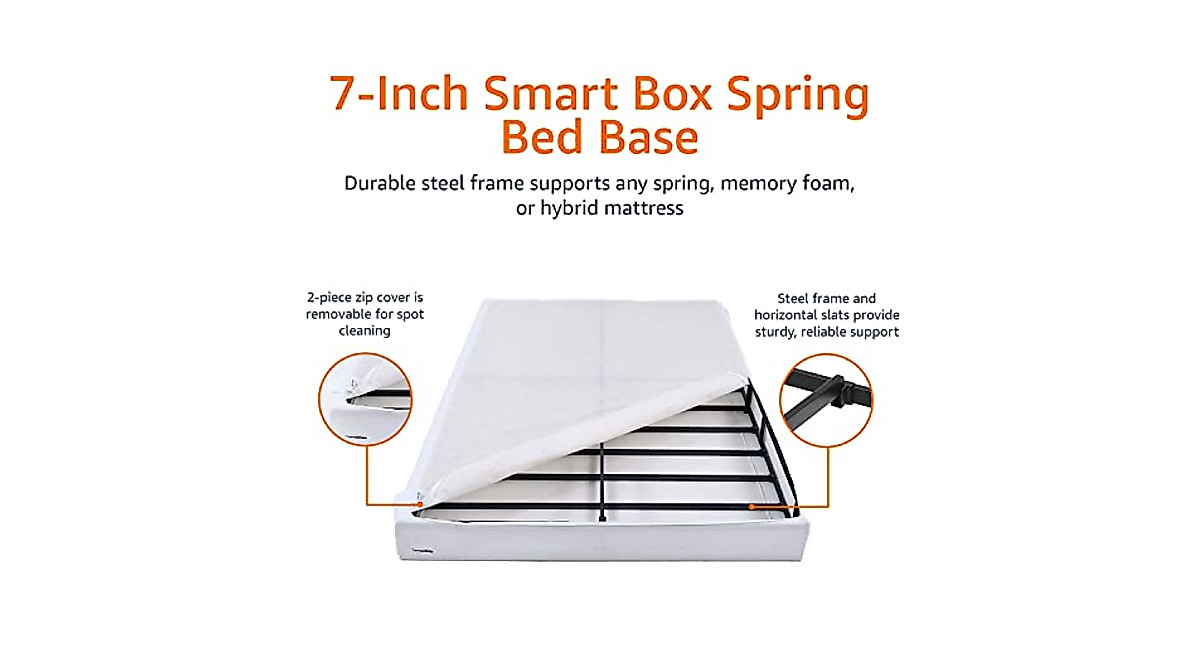 Amazon Basics Queen Smart Box Spring - 7-Inch, Easy Assembly