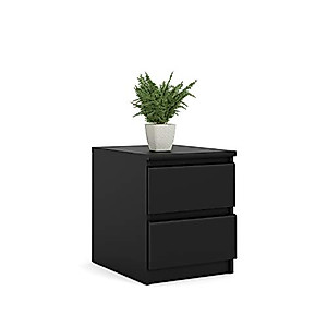 Tvilum 2 Drawer Bedroom Nightstand Nighstand, 19.69 in x 15.91 in x 19.49 in, Black