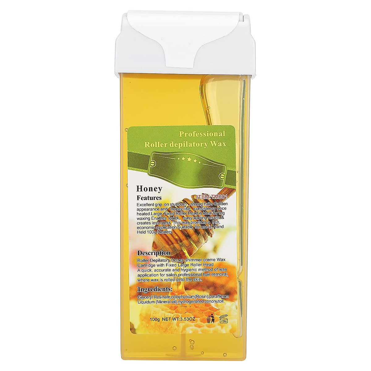 Roll-On Wax Cartridge for Hair Removal 100g Roller Depilatory Wax for Body Legs Arms Armpit Hair Removal Professional or Home Uses(Honey)