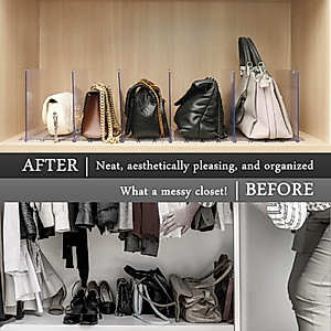 LARENNT 2 Pack Purse Organizer for Closet - Adjustable Acrylic Shelf Dividers for Closet Organization- Clothes Purse Bag Handbag Organizer for Home Kitchen Bedroom Bathroom (10 PCS)