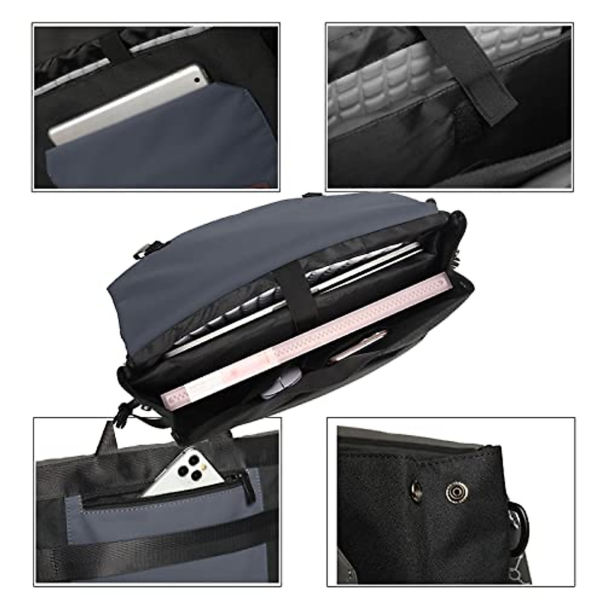 DOB SECHS Briefcases for Men, Laptop Bag 15.6 inch, Small Messenger Bag for Men Women, Satchel Bags for Men, Waterproof Laptop Messenger Bag, Computer Bags for Laptops/Macbook/Notebook, Black