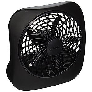 Treva 5-Inch Portable Desktop Battery Powered Fan, 2 Cooling Speeds with Compact Folding & Tilt Design (Black)