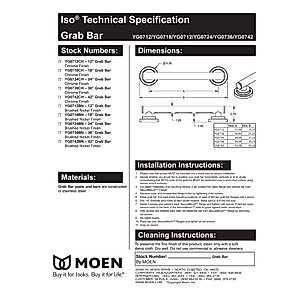 Moen YG0724BL Iso 24-Inch Designer Grab Bar, Matte Black