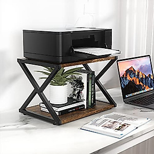 Makigahara Home Printer Stand for Desk, Desk Shelf Organizer Wood, Desktop Organizer with Anti Skid Pads, 2 Tiers Desk Organizers and Storage