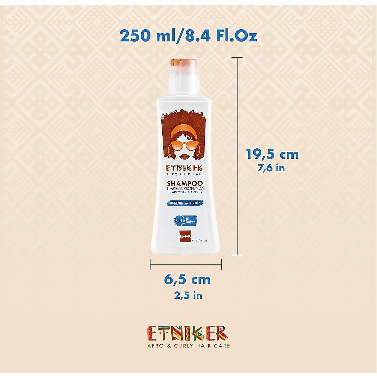 ETNIKER Deep-Cleansing Clarifying Shampoo | Afro-textured, Curly & Wavy hair | Remove Build-Up & Restore Shine | Free from Salt and Parabens | by L’mar | Size: 8.4 fl oz (250 mL)