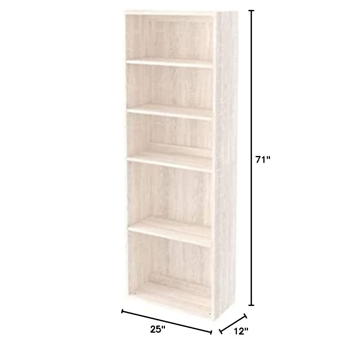 Signature Design by Ashley Dorrinson Modern Farmhouse 71" Bookcase with 4 Shelves, Weathered Whitewash