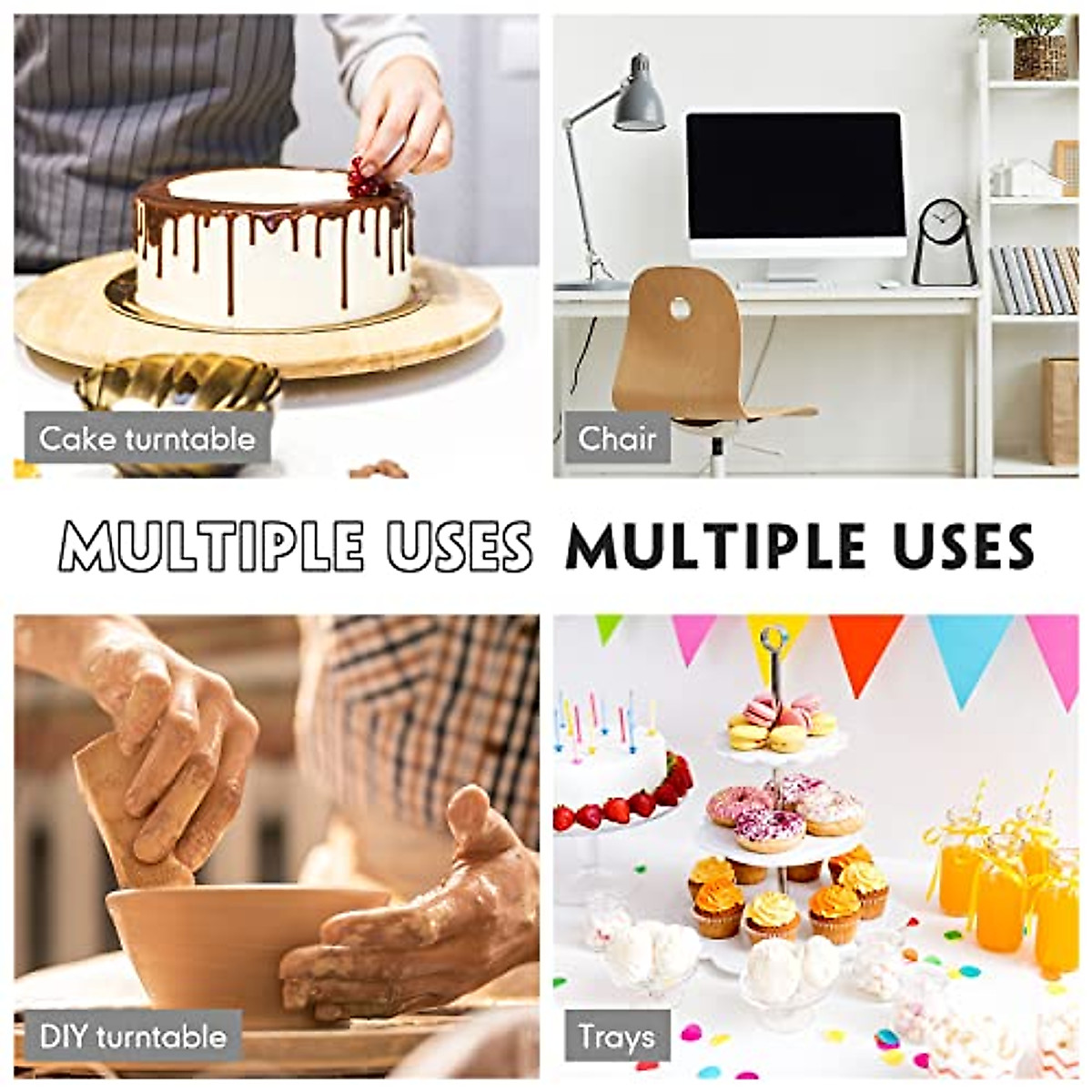 16 Pack Lazy Susan Hardware 6 Inch Turntable Bearing Square Rotating Swivel Plate 110 lbs Capacity 5/16 Inch Thick Lazy Susan for Serving Trays Kitchen Storage Rack Zinc Plated Steel Swivel Plate