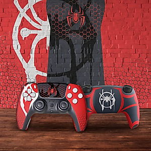 Spiderrman Morales Custom PS-5 Controller Wireless compatible with Play-Station 5 Console by BCB Controllers | Proudly Customized in USA with Permanent HYDRO-DIP Printing (NOT JUST A SKIN)