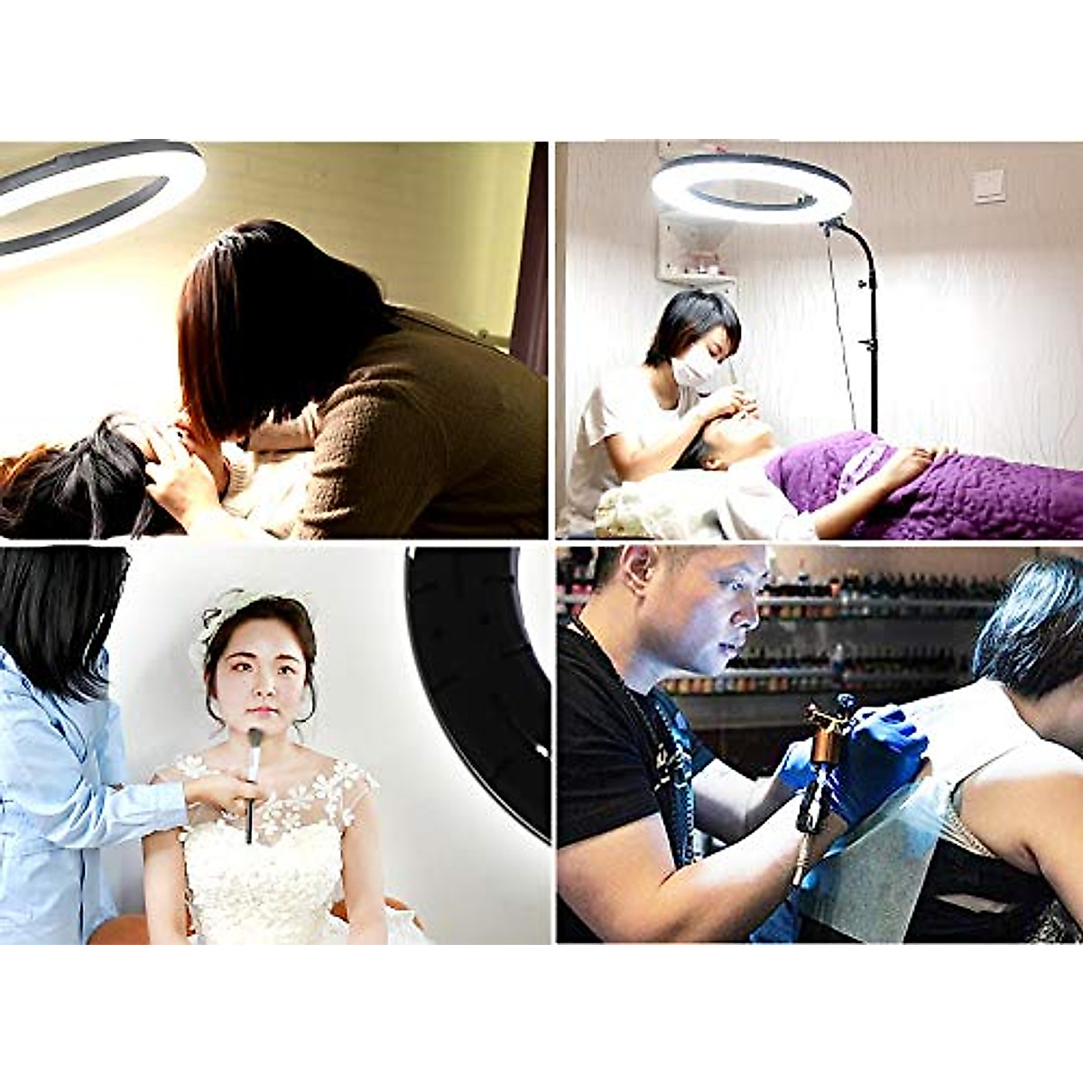 GIJUANRING 18" 60W Dimmable 3200-5600K LED Ring Light, Photography Lighting Makeup Selfie Beauty Lighting Eyebrow Tattoo Lamp Studio Video Shooting Circle Light Kit with Stand,Mirror,Carrying Bag