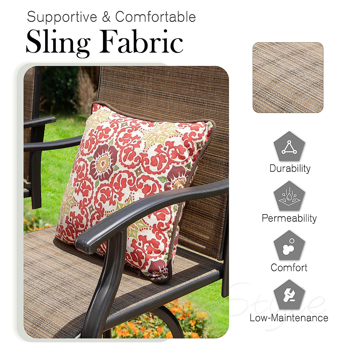 Sophia & William Outdoor Bar Set, Patio Bar Table and Chairs Set, Bar Height Patio Set - 6 x Swivel Bar Chairs(Brown), 1 x Rectangular Bar Table(Black)