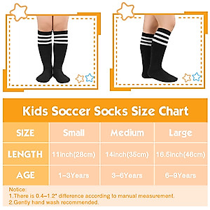 American Trends Kids Soccer Socks Toddler Knee High Long Black Socks for Boys Girls Striped Uniform Sports Tube Baseball Socks 1 Pack Pure Black 1-3T