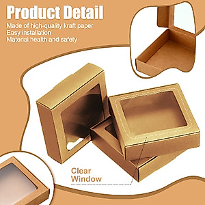 Zonon 30 Pcs Soap Boxes for Homemade Soap Boxes Packaging Small Gift Box Mini Kraft Treat Boxes with Window Present Packaging Box for Bakery Candy Soap Making,4.13 x 4.13 x 1.18 Inch(Brown)