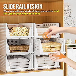 Neprock Stackable Plastic Storage Drawers for Closet Organizers and Storage,4 Pack Open Storage Bins Closet Shelf Clothes Organizer for Closet Wardrobe(4L)