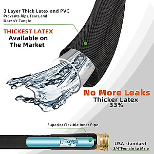 Garden Hose 100 ft x 5/8" – 2024 New Leak-Proof Technology Extra Strength Fabric Garden Hoses - Ultra Lightweight Anti-Kink Flexible Watering Non-Expanding Hose Pipe