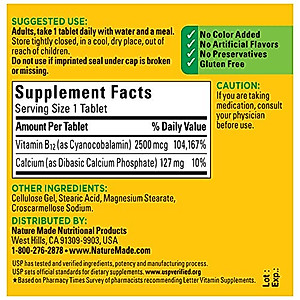 Nature Made Extra Strength Vitamin B12 2500 mcg Tablets, 60 Count for Metabolic Health