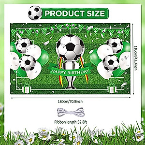 Soccer Happy Birthday Banner,Large Soccer Birthday Party Supplies Decorations Banner Backdrop Printed with Soccer Balloons for Boys Kids Teens Sport Themed Birthday Party Supplies Photo Background