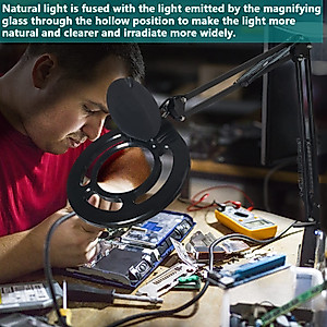 10X Desk Magnifying Glass with Light,NUEYiO 2200 Lumen Magnifying Lamp with Light, Super Bright Stepless Dimming Magnifier Lamp, Adjustable Swivel Arm Craft Lights for Projects Soldering Hobby Sewing