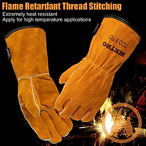 BEETRO Welding Gloves, 1 Pair, Brown, Unisex, Protective Glove