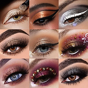 10 Color All Glitter Eyeshadow Palette, DE'LANCI Shimmer Sparkle Metallic Eye Makeup, Neutral Nude Smokey Highly Pigmented Ultra-Blendable Powder Eyeshadow, Talc Free, Hypoallergenic, Vegan