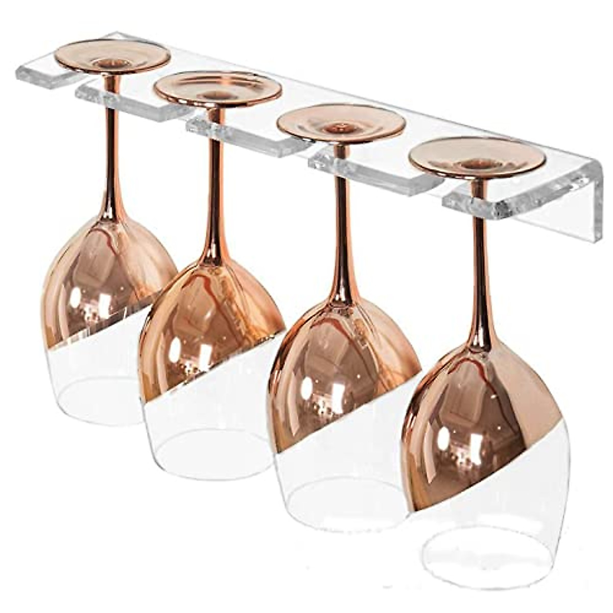 Wine glass holder, acrylic wall-mounted wine glass holder, tableware under the cabinet, wine glass holder and Glasses storage rack, kitchen cabinet storage rack (Transparent 2 pieces)