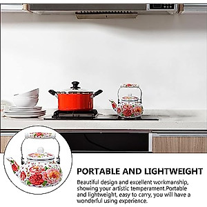Ceramic Teapot Floral Enamel Tea Kettle Stovetop: Porcelain Enameled Teakettle Colorful Hot Water Tea Kettle Pot with Ergonomic Handle Gas Cooker Water Kettle Tea Pot Red (Color : Red)