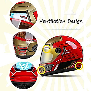 Full Face Electric Motorcycle Helmet Cute Kids Four Wheeler ATV Dirt-Bike Helmets, Lightweight MTB BMX Skating Cycling Scooter Helmet DOT Approved 5-14 Years Boys Girls Jet Kart Helmet-F||50-56cm