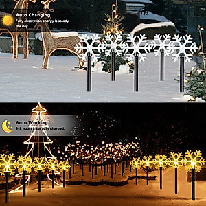 cyindzchwy Christmas Pathway Lights - Solar Powered Snowflake Lights with Stake Outdoor Waterproof, 5 Pack Outdoor Decorative Lights for Garden Yard Street Pathway Park Christmas Wedding (Snowflake)