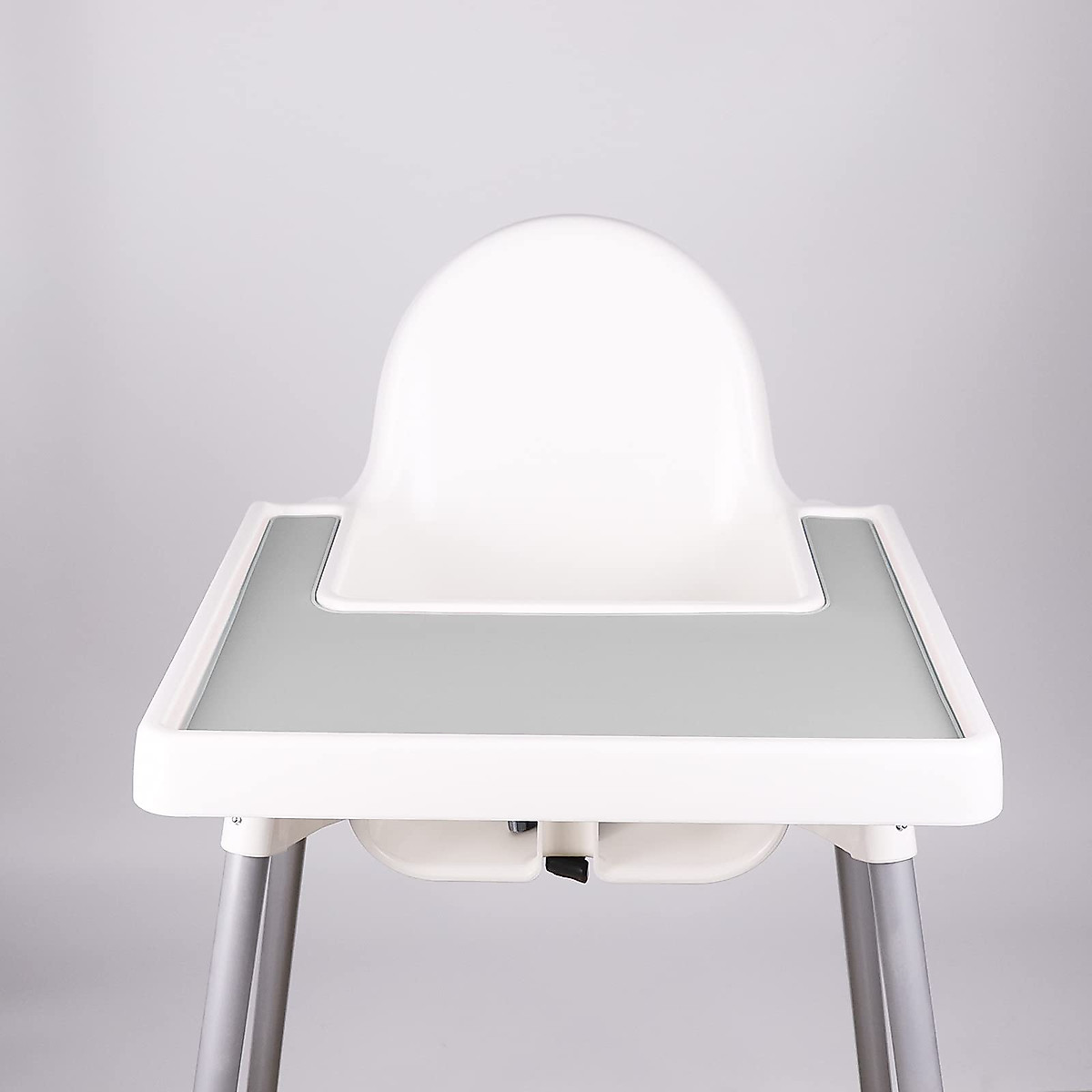 High Chair Placemat, Durable High Chair Placemat Silicone, Clean and Hygienic, Suitable for IKEA Antilop Highchai, for Toddlers and Babies (Light Gray)