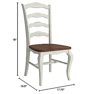 Home Styles French Countryside Oak/White Pair of Chairs with Distressed Oak and Rubbed White Finish 16.5D x 17.75W x 18H in