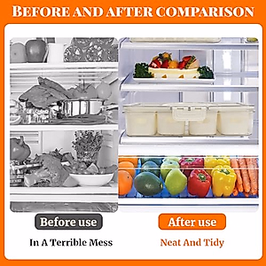 Fruit Storage Containers for Fridge with Removable Colander, Airtight Food Storage Containers with Lids, Plastic Divided Fresh Produce Saver for Vegetable Fruit Lettuce Meat Fish Salad Freezer Safe