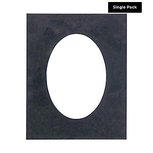 16x20 Mat Bevel Cut for 13.5x17 Photos - Precut Black Suede Oval Shaped Photo Mat Board Opening - Acid Free Matte to Protect Your Pictures - Bevel Cut for Family Photos, Pack of 1 Matboard Show Kit