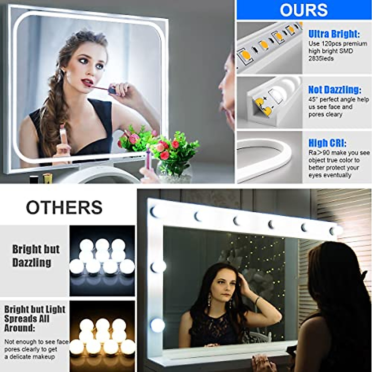 MY BEAUTY LIGHT LED Vanity Lights, 6000K Dimmable Daylight White Vanity Mirror Lights, 6.56FT Bright Makeup Light, ELT Approval 24V Stick on Lights for Bathroom Mirror, Full Length Mirror, Wall Mirror