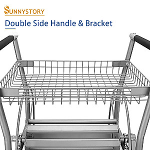 SUNNYSTORY All Metal Garden Hose Reel Cart with Metal Hose Guide System, Holds 150 Feet of 5/8 Inch Hose Cart with Solid Tires for Garden, Yard, Lawn