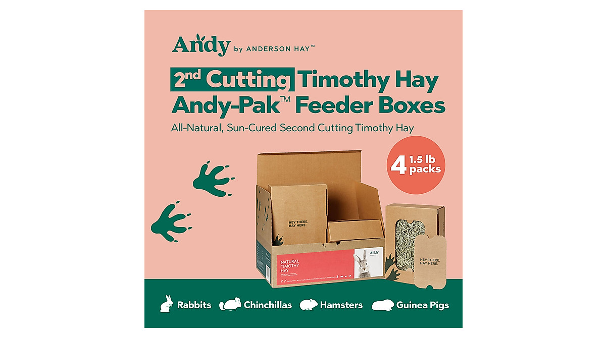 Andy 2nd Cut Timothy Hay Andy-Pak Feeder Boxes, 4 Pack of 1.5 Lb Boxes ...