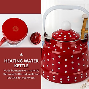 Cabilock 1.1Quart Enamel Tea Kettle Tea Pot: Red Teapot Stovetop Porcelain Teapot Kettle Red Tea Kettle for Stove Top with Handle for Stovetop Hot Water Boiler