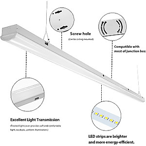 TychoLite 110W LED Shop Lights 8FT Linear Strip Light, 12000LM, 5000K, 8' LED Light Fixtures for Garage Warehouse Supermarket, 8 Foot LED Commercial Ceiling Lighting, Fluorescent Tube Replacement