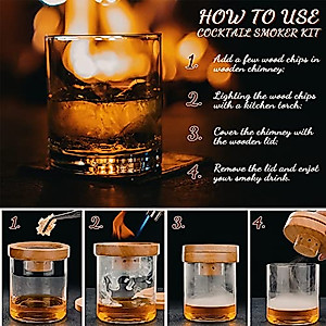 Cocktail Smoker, Saudoli Cocktail Smoker Kit with Wood Chips for Whiskey,Drink,Bourbon Smoker Kit,Old Fashioned Smoker Kit