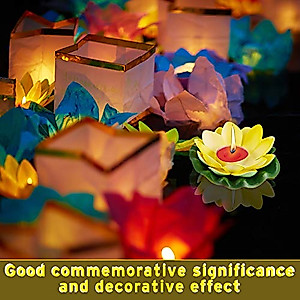 12 Pieces Lotus Floating Lanterns Floating Candles Light Artificial Floating Colorful Lotus with Real Candles Pool Lights Float for Garden Weddings Home Pool Decor(4 Inch)